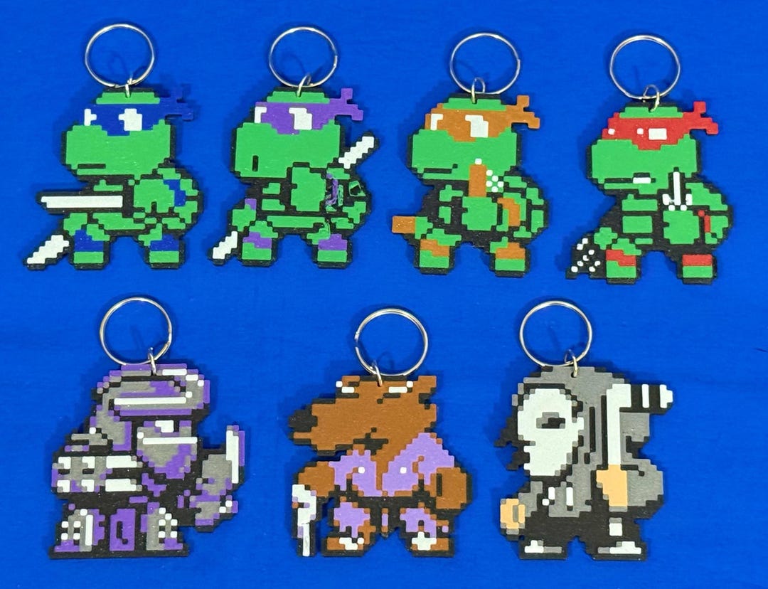 TMNT 8-bit Character Keychain 2 1/4 X 2 Inch - You Choose - 3d Printed ...