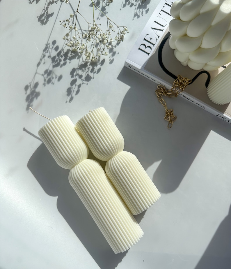 Hourglass Tall Candle |tall Ribbed Pillar Candle - Aesthetic Room Decor ...