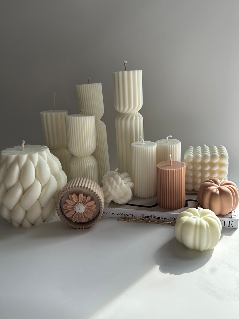 Hourglass Tall Candle |tall Ribbed Pillar Candle - Aesthetic Room Decor ...