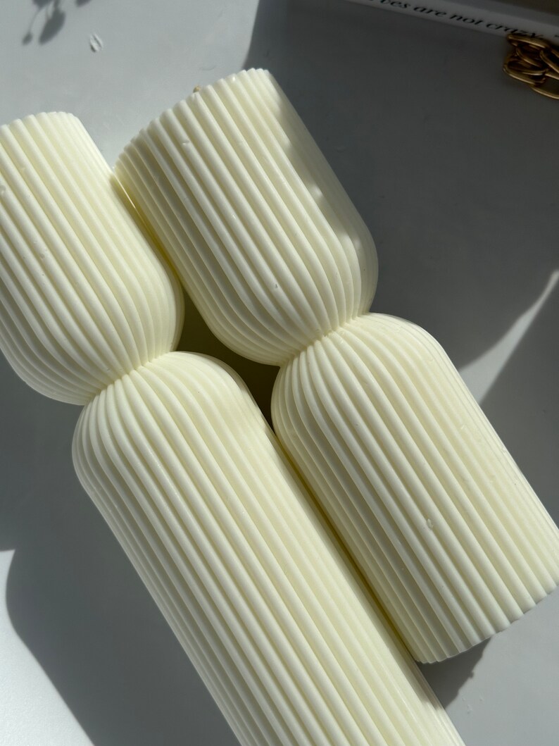 Hourglass Tall Candle |tall Ribbed Pillar Candle - Aesthetic Room Decor ...