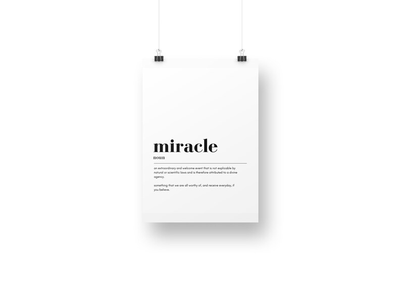 Miracle Definition Printable Wall Art, Positive Law of Attraction Quote ...