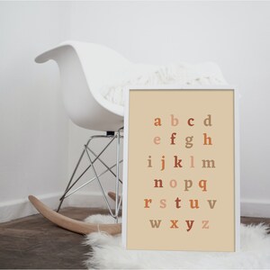 Alphabet Lower Case Wall Art Printable in Soft Pastel Tones, Easy Print ...