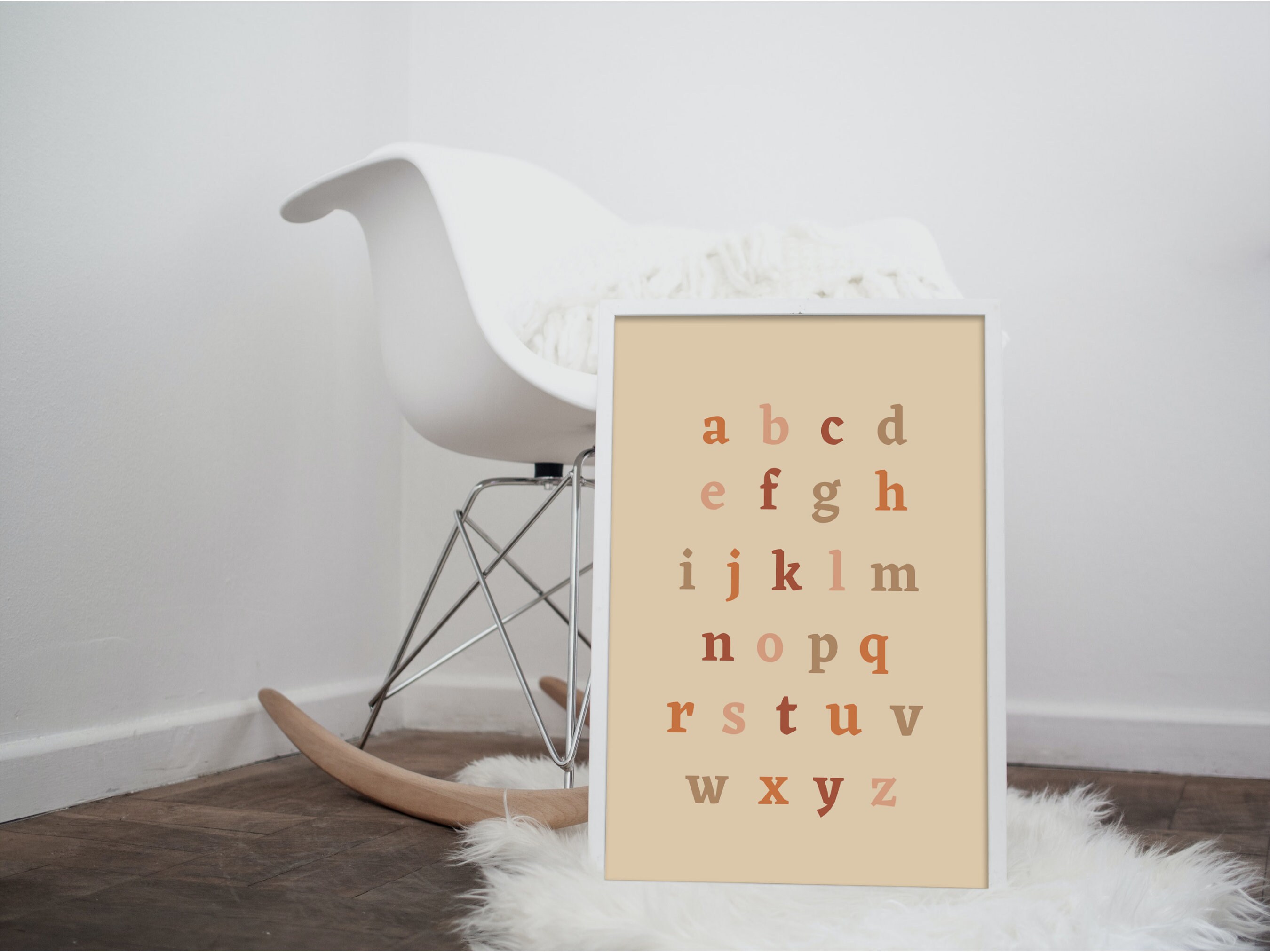 Alphabet Lower Case Wall Art Printable in Soft Pastel Tones, Easy Print ...