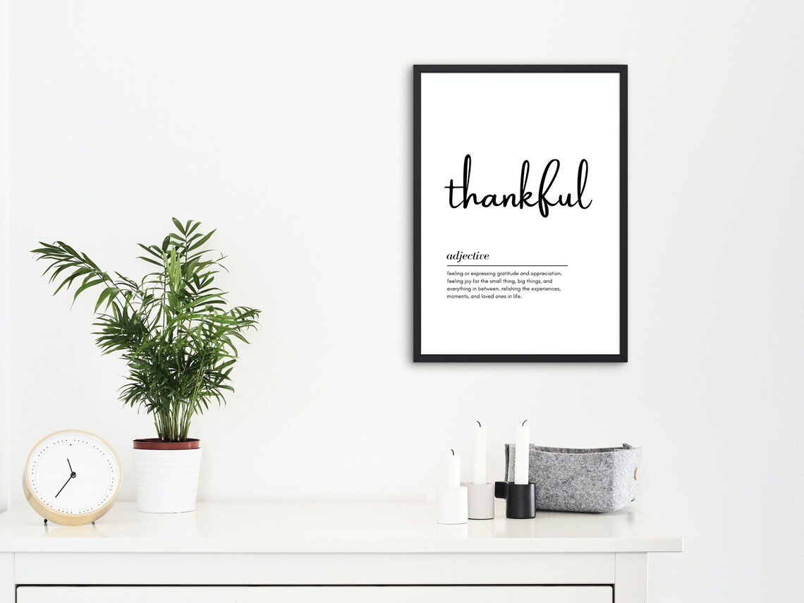 Thankful Definition Printable Wall Art, INSTANT DOWNLOAD Pdf Easy Print ...