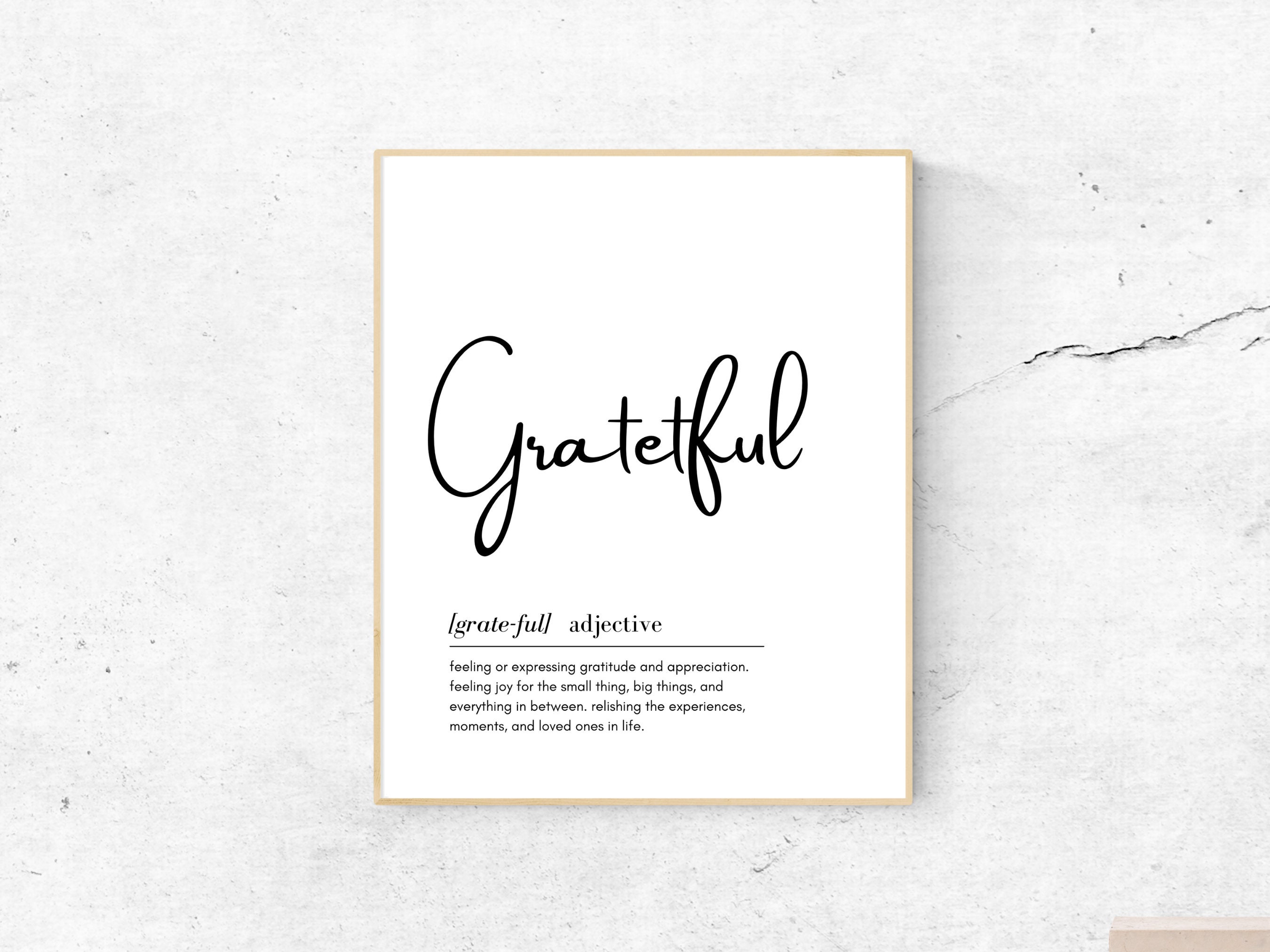 Grateful Meaning Wall Art Print, INSTANT DOWNLOAD PDF, Print and Frame ...