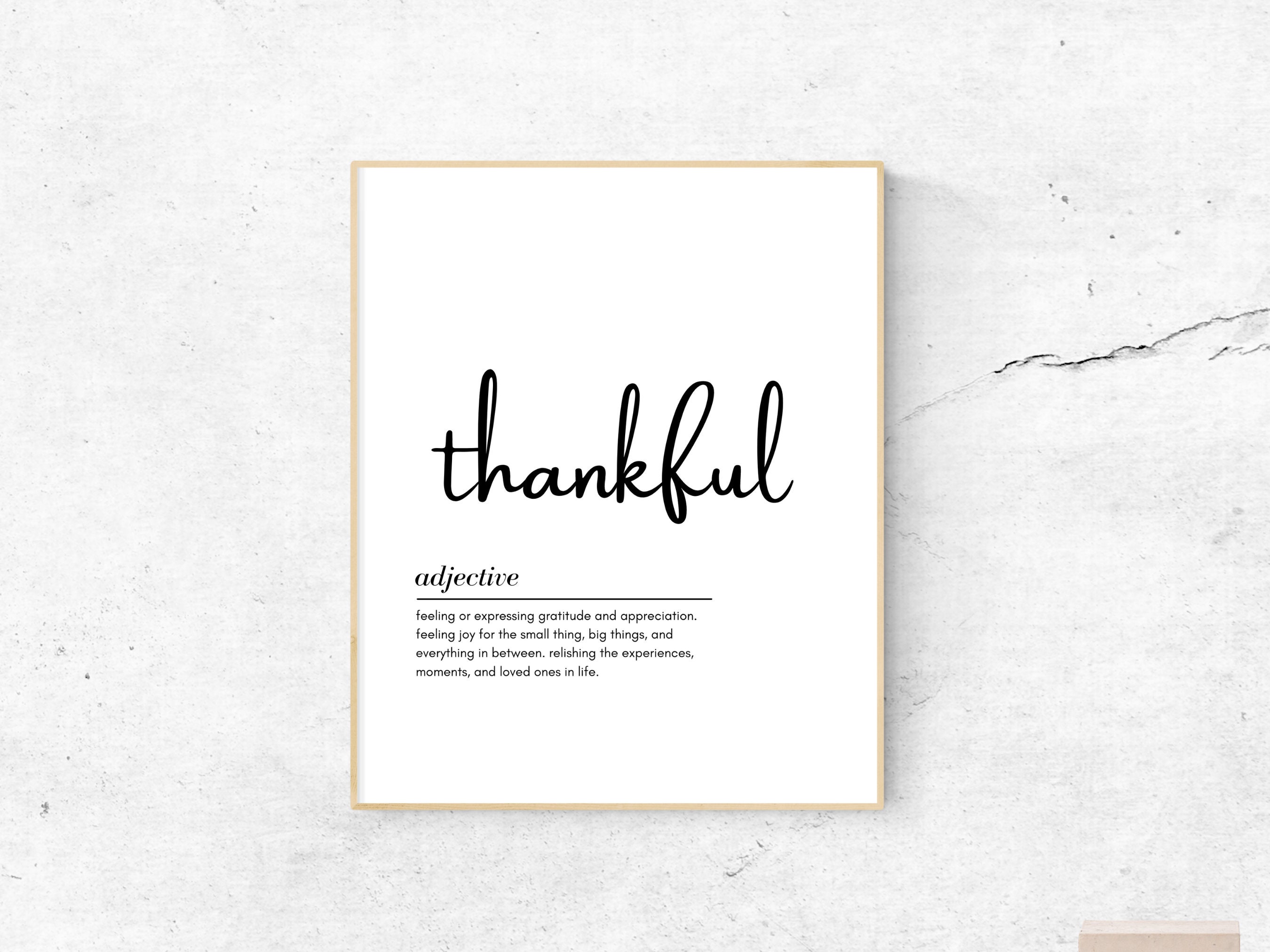 Thankful Definition Printable Wall Art, INSTANT DOWNLOAD Pdf Easy Print ...