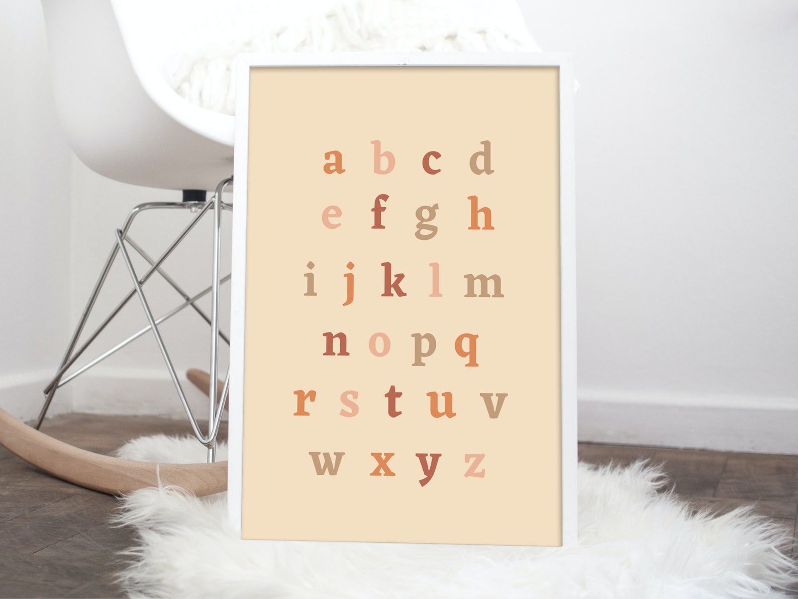 Alphabet Lower Case Wall Art Printable in Soft Pastel Tones, Easy Print ...