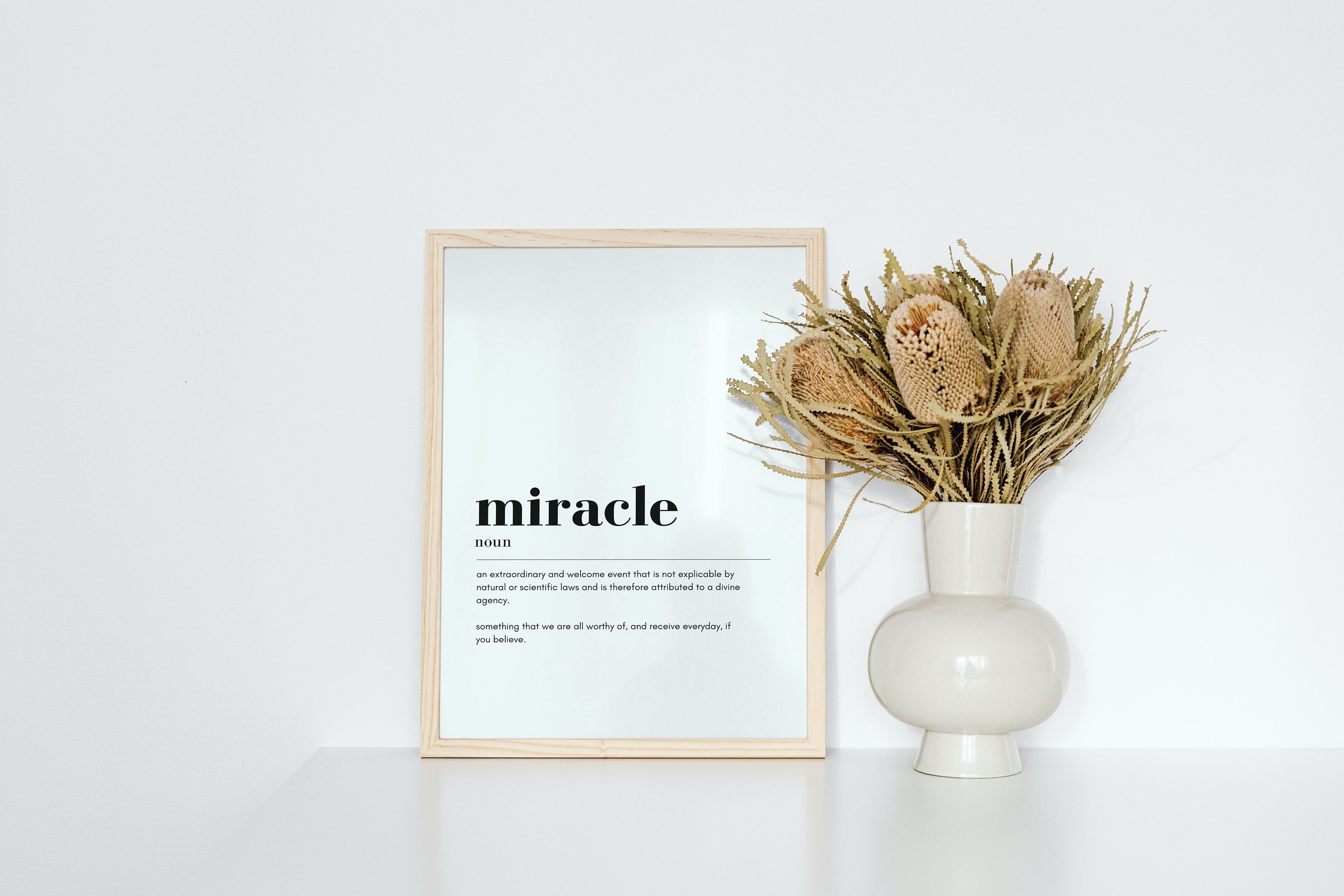 Miracle Definition Printable Wall Art, Positive Law of Attraction Quote ...