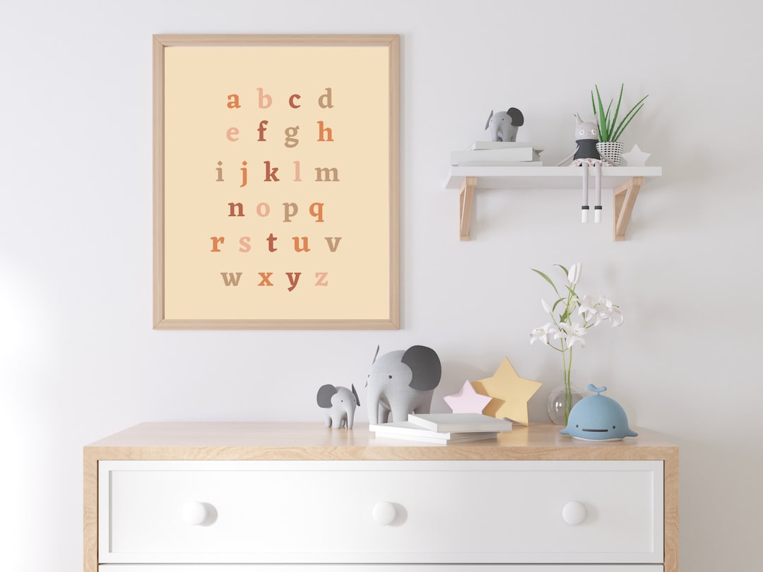 Alphabet Lower Case Wall Art Printable in Soft Pastel Tones, Easy Print ...