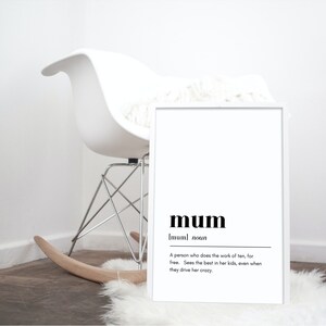 Mum Definition Printable Wall Art Decor, DIGITAL DOWNLOAD - Easy Print ...