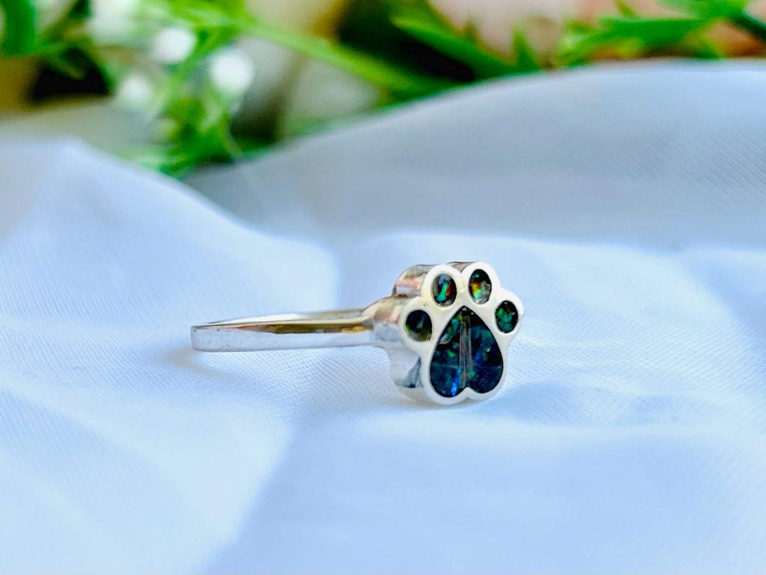 Paw Print Keepsake Ring for Pet Loss , Cremation Ashes and Hair - Ashes ...