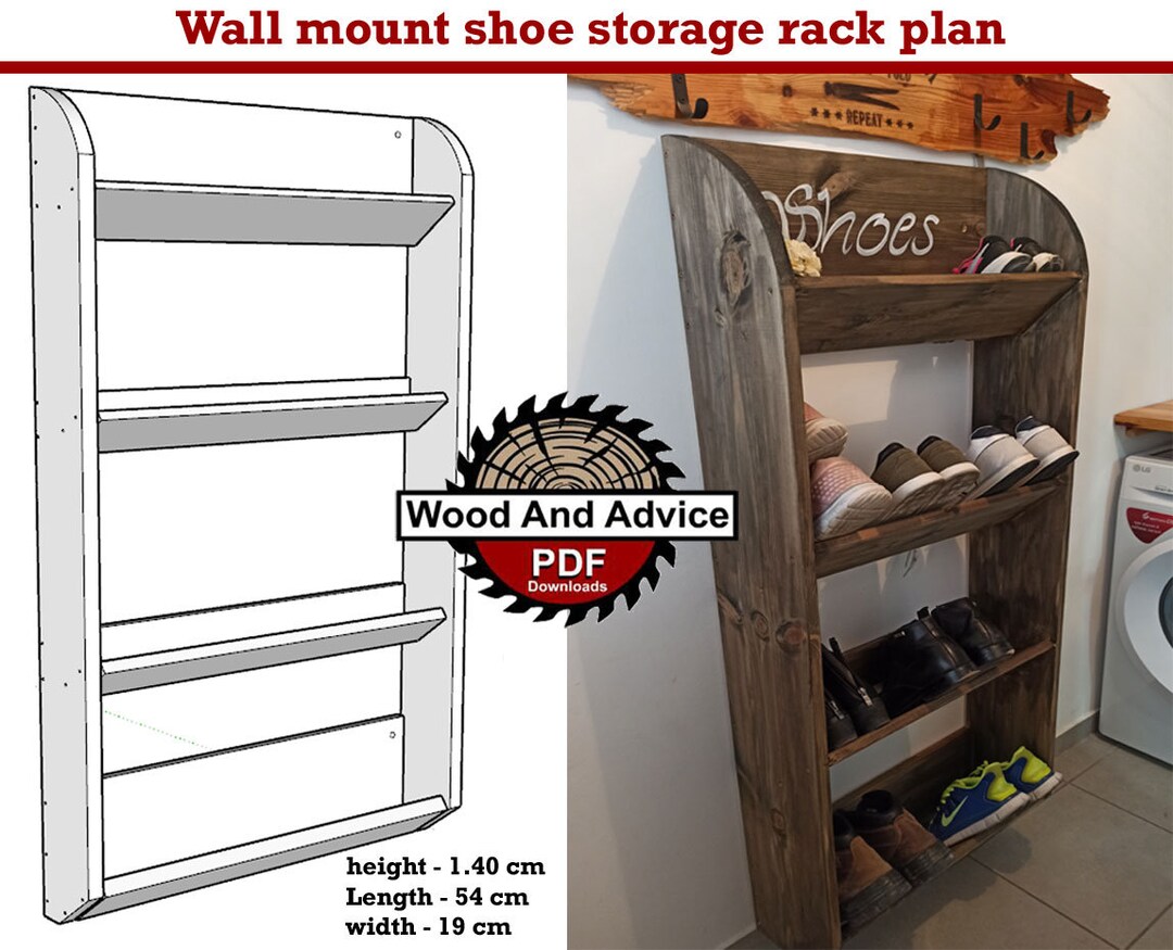 Wall Mount Shoe Storage Rack Plan/storage Rack Plan/wall Shoe Storage ...