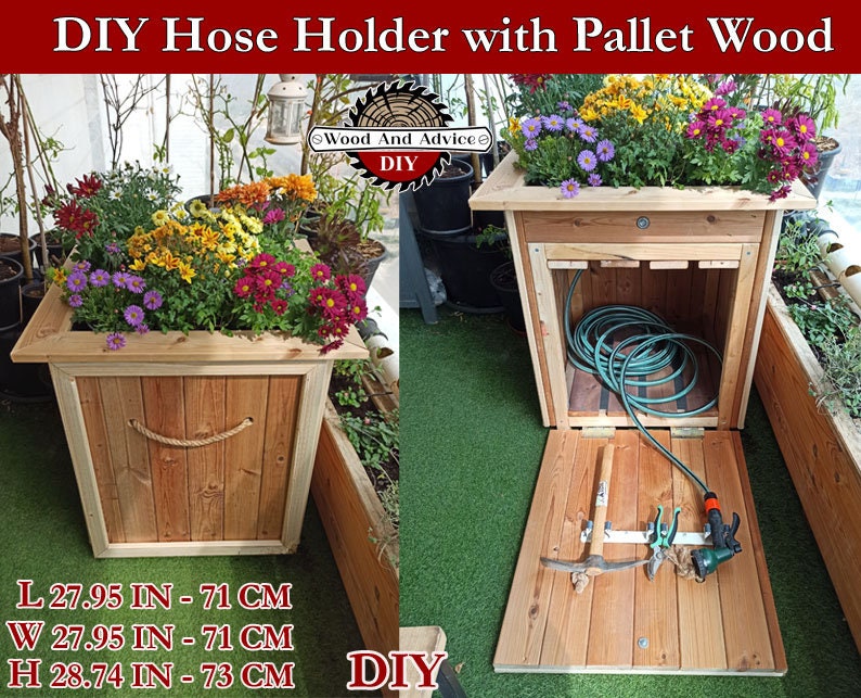 DIY Hose Holder With Pallet Wood Planter,build a Unique DIY File, a ...