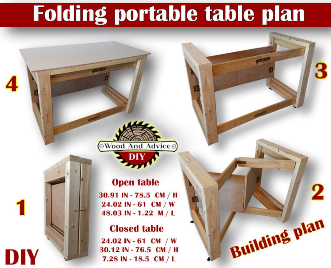 Folding Table Base Plan/folding Craft Table Base Plan/compact Table ...