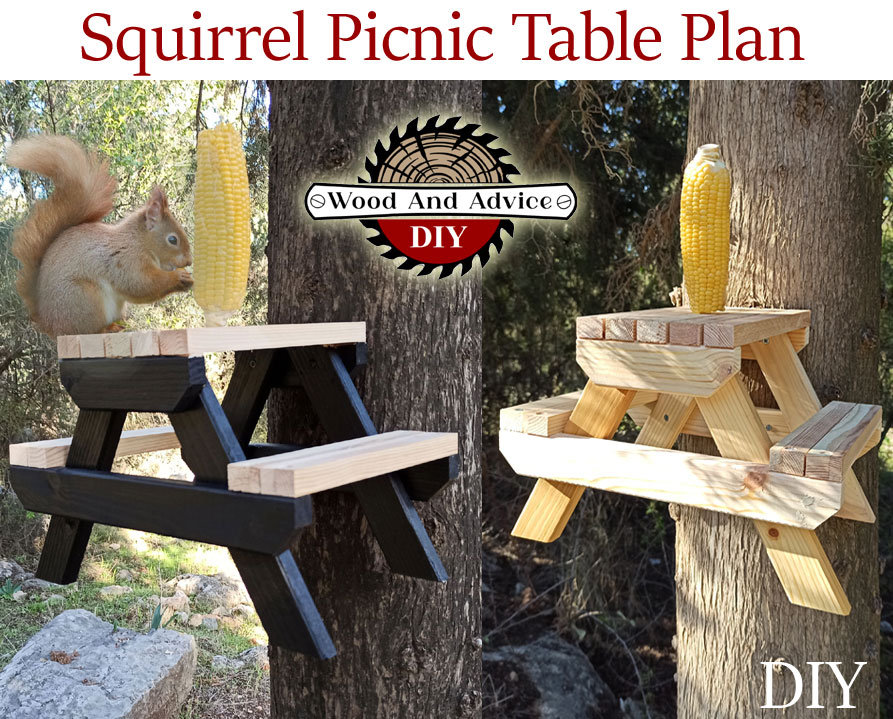 Squirrel Picnic Table Feeder, Squirrel Table, Pet Feeder, DIY Squirrel Feeder, DIY Mini Table ...