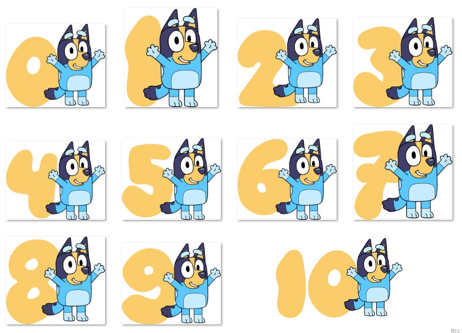 Bluey Number Age Birthday Labels Sweet Cone Stickers Party Bag - Etsy ...