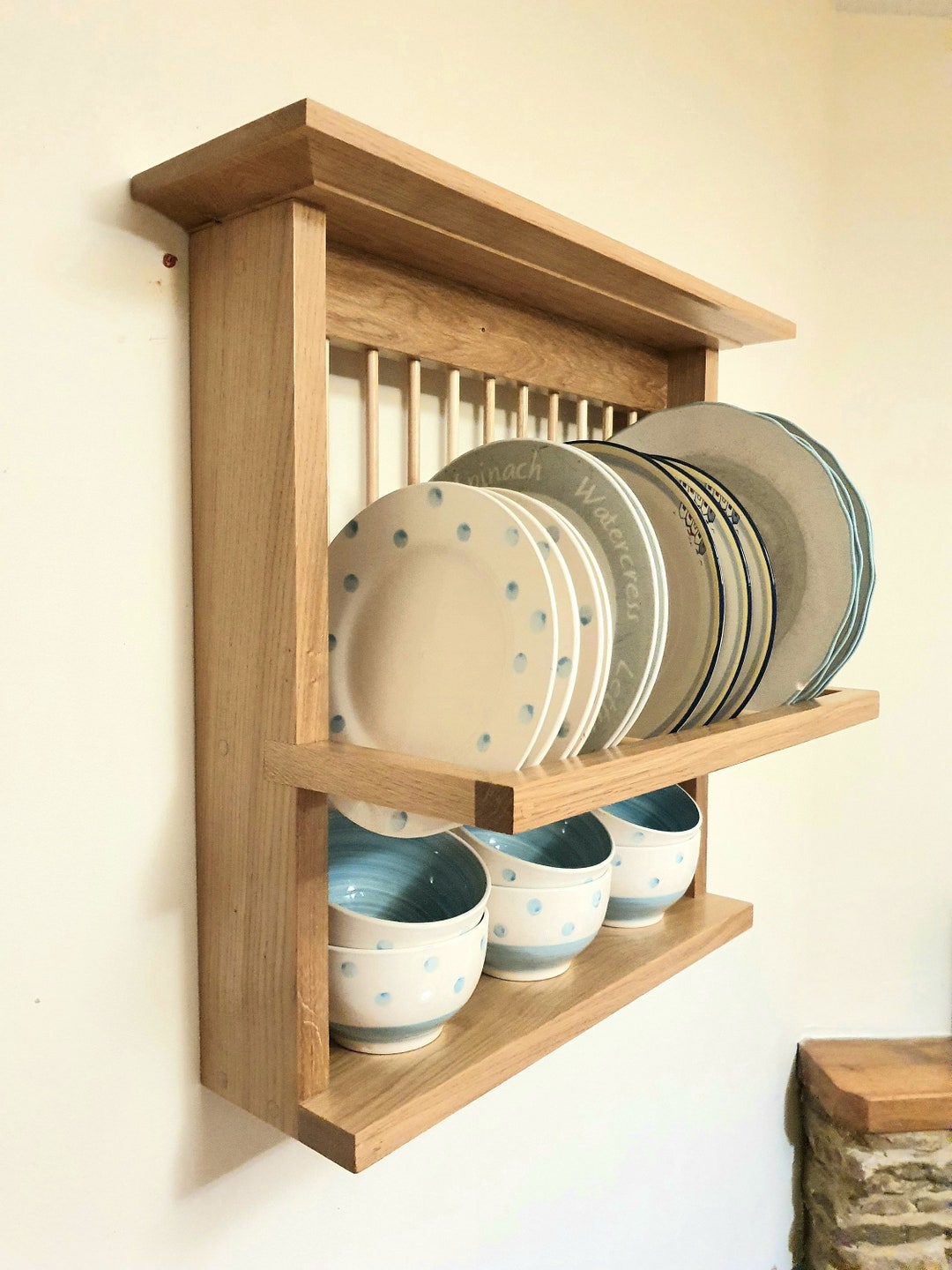 Handmade Solid Wood Simple Plate Rack - Etsy