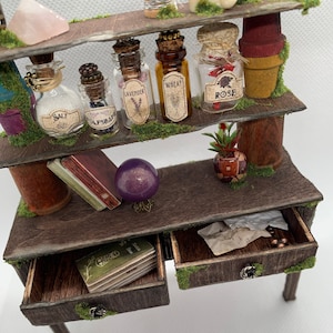 DIY KIT | Miniature Fairy Witch Desk | Dollhouse Apothecary Desk ...