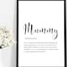 MUMMY DEFINITION PRINT, Mummy, Mother Gift, Mothers Day Gift, Mummy ...