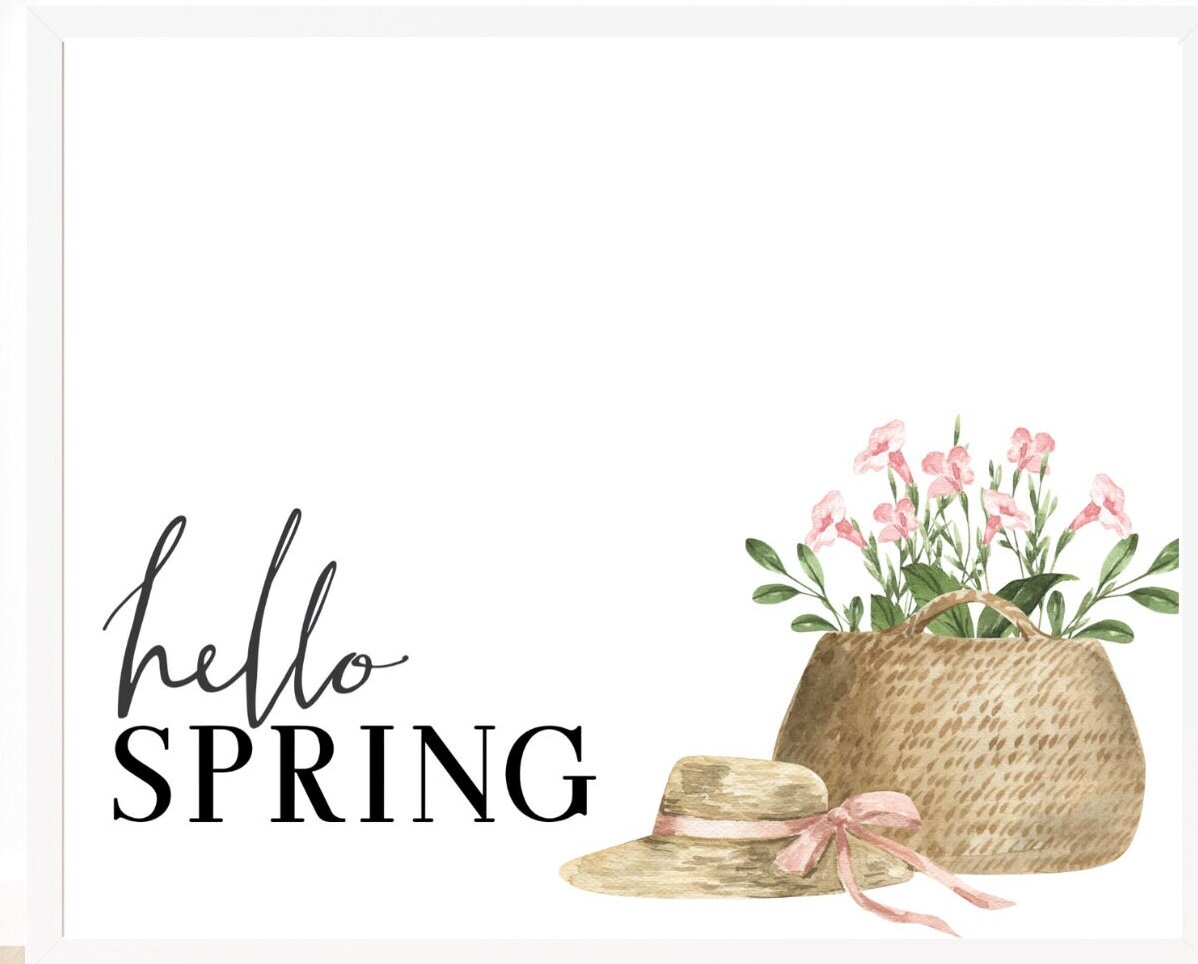 HELLO SPRING Print, Spring Print, Seasons Art Print, Spring Flowers ...