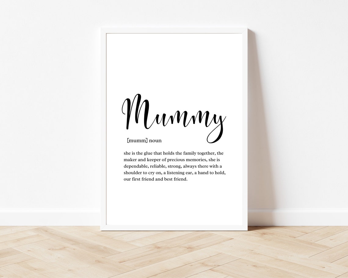 MUMMY DEFINITION PRINT, Mummy, Mother Gift, Mothers Day Gift, Mummy ...