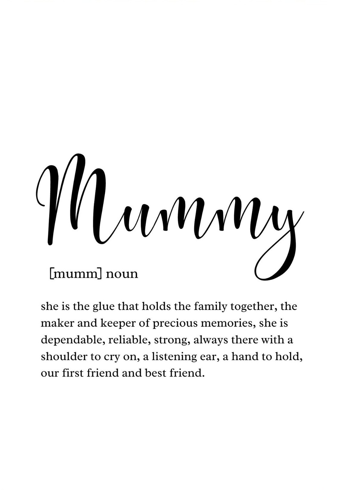 MUMMY DEFINITION PRINT, Mummy, Mother Gift, Mothers Day Gift, Mummy ...
