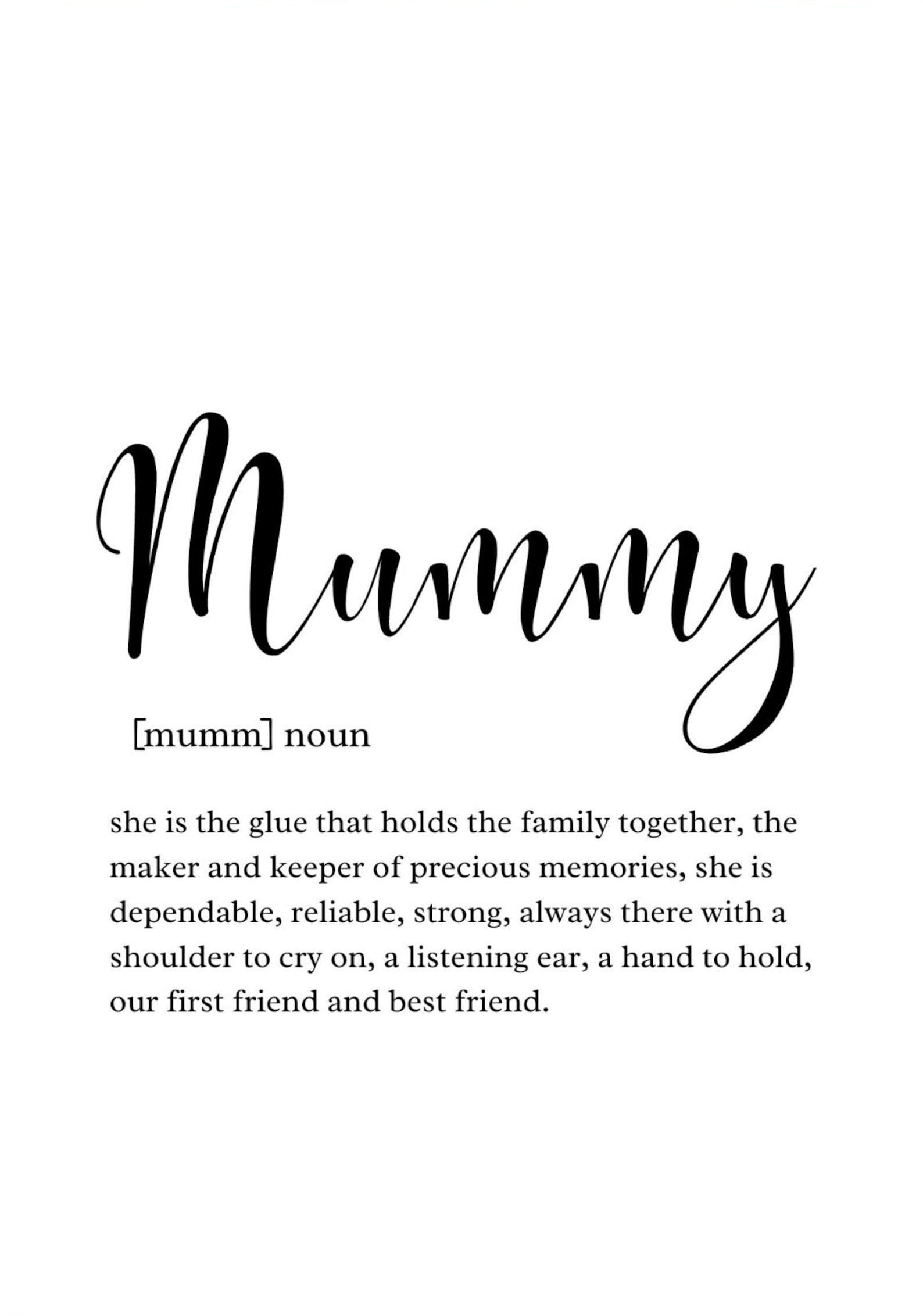 MUMMY DEFINITION PRINT, Mummy, Mother Gift, Mothers Day Gift, Mummy ...