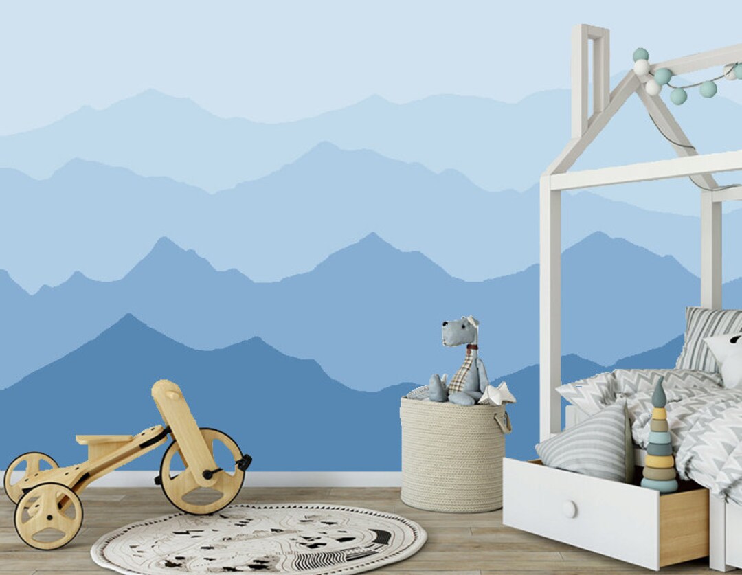 DIY Mountain Accent Wall Pattern Kit Mountain Silhouette for Kids ...