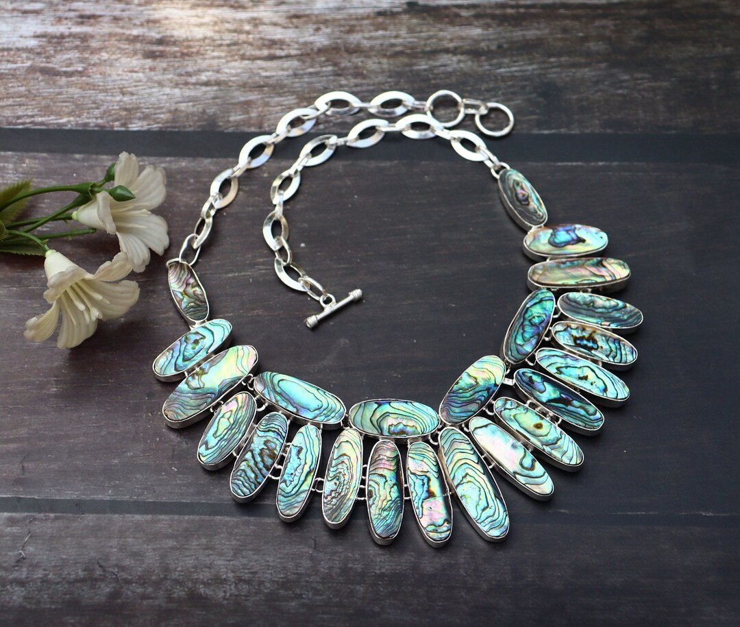 Abalone Shell Necklace/ Abalone Shell Jewelry/ Abalone Shell Bib ...