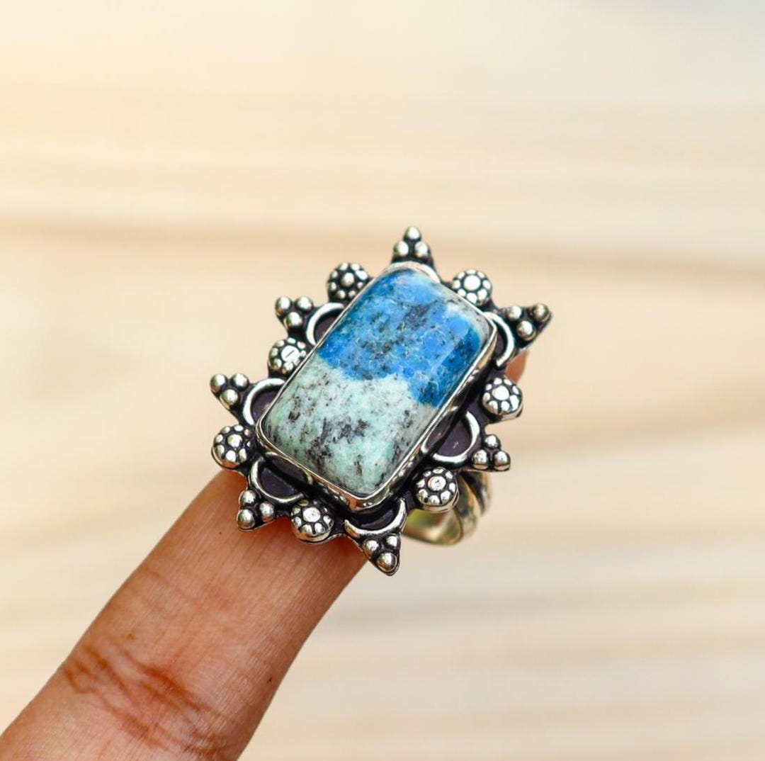 Natural K2 Jasper Ring/ 8 US Size Silver Plated Ring/ K2 Jasper Ring ...