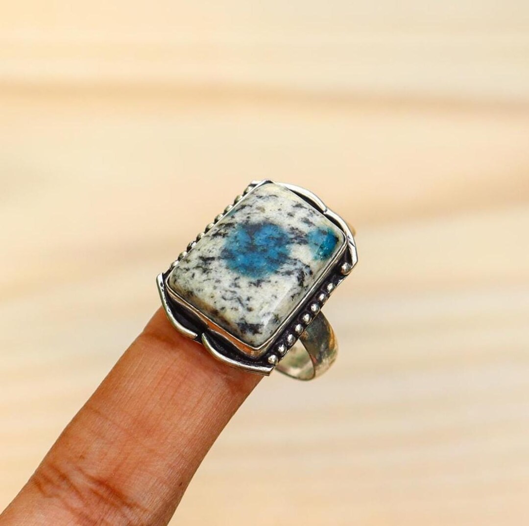 Natural K2 Jasper Ring/ 8 1/2 US Silver Plated Ring/ K2 Jasper Ring ...