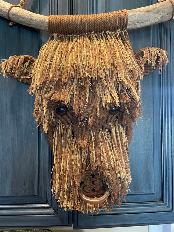 Macrame Highland Cow - Etsy