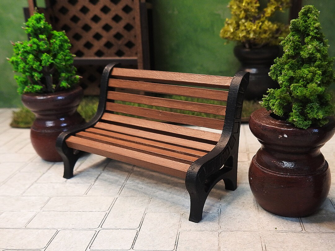 1:24 Scale Garden Park Bench Dollhouse Miniature Diorama Modern ...