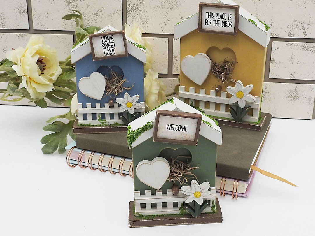Set of 3 Handmade Birdhouse Shelf Sitters: Spring and Summer Gifts and ...