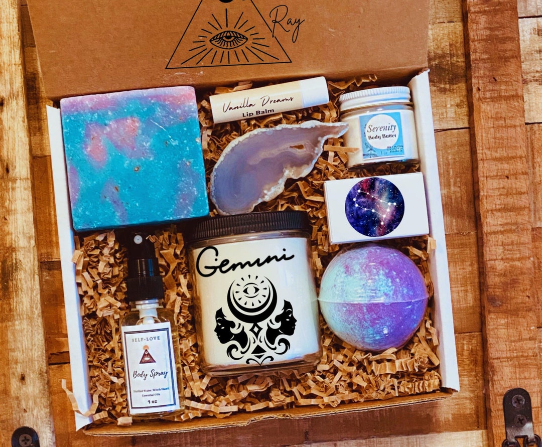 Gemini Birthday Gift Set- Spa Gift Box for Her - Zodiac Astrology Gift ...