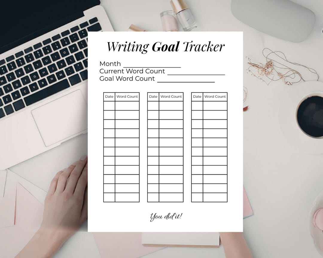 Writing Goal Tracker Printable, Monthly Writing Tracker for Authors ...