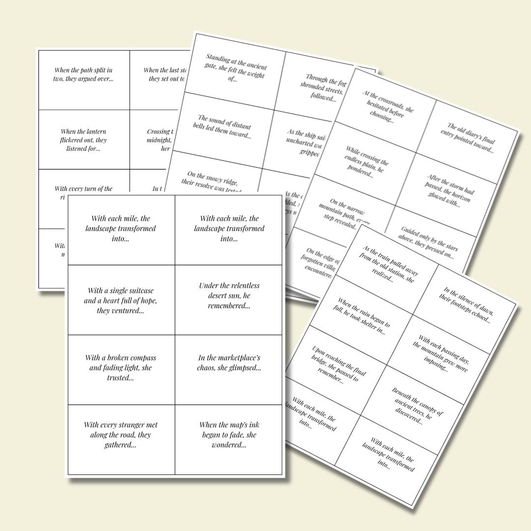 Writing Prompts Printable Cards, 5 Minute Prompts for Writers, Writer’s ...