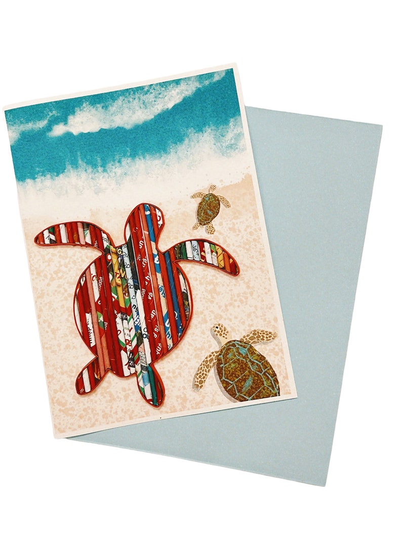 Sea Turtle Recycled Cards | Handmade Card From Magazine | Upcycled Art ...