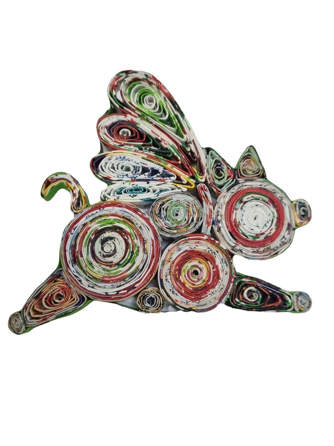 Flying Pig, Upcycled Quilling Flying Pig Ornament, Handmade From ...