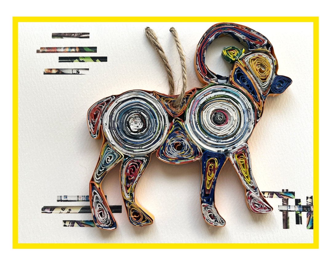 Mountain Goat Quilling Ornament Card, Handmade Aries Zodiac ...