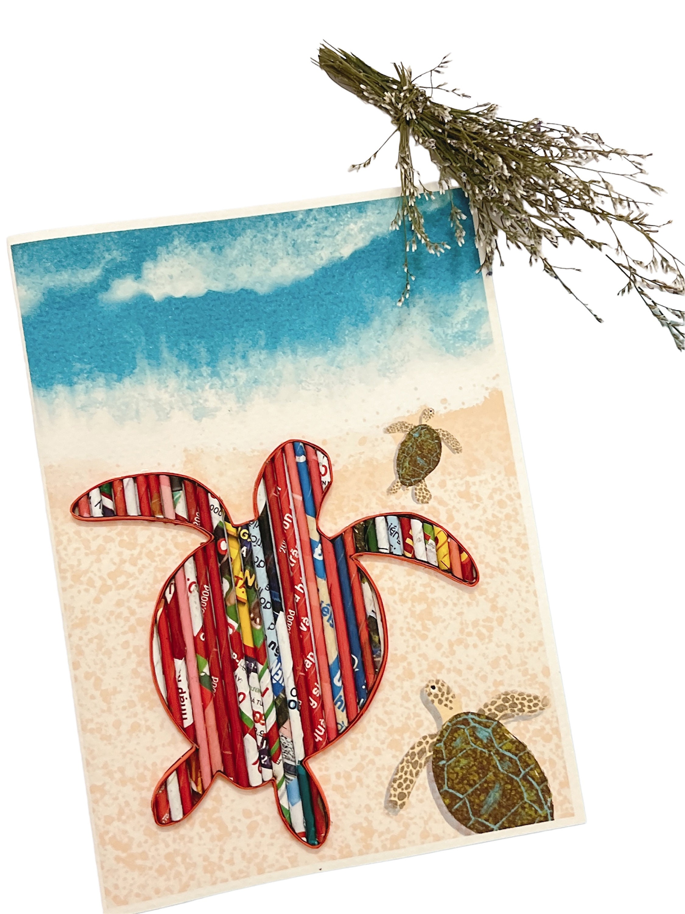 Sea Turtle Recycled Cards Handmade Card From Magazine Upcycled Art - Etsy