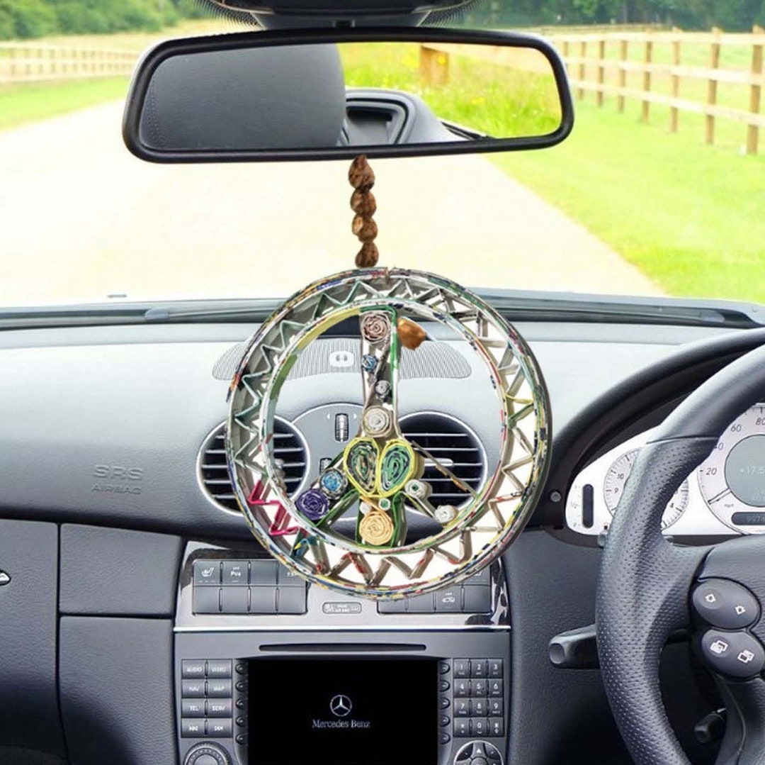 Paper Quilling Peace Sign, Handmade Car Charm Ornament From Recycled ...