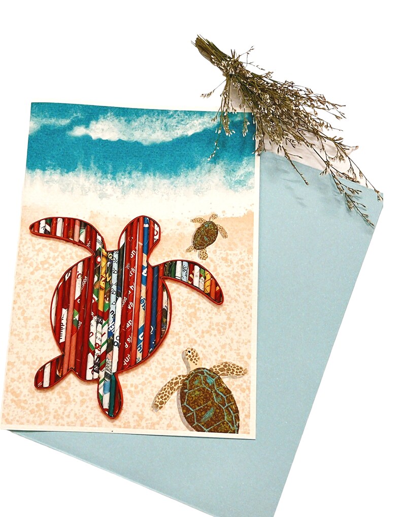 Sea Turtle Recycled Cards Handmade Card From Magazine Upcycled Art - Etsy