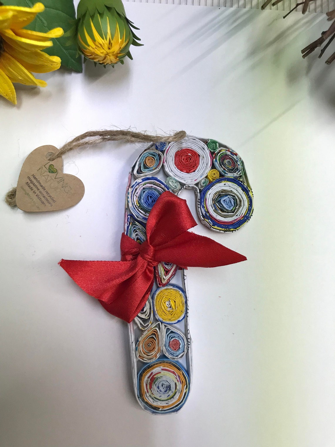 Handmade Christmas Quilled Ornament, Upcycled Paper Tree Decorative ...