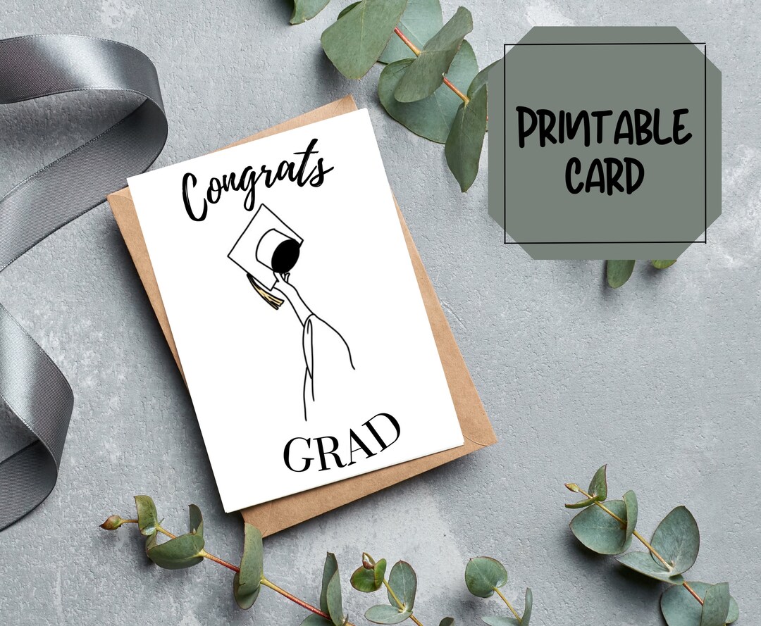 Congrats Grad, Graduation Card, Congrats Card, Simple, Minimalistic ...