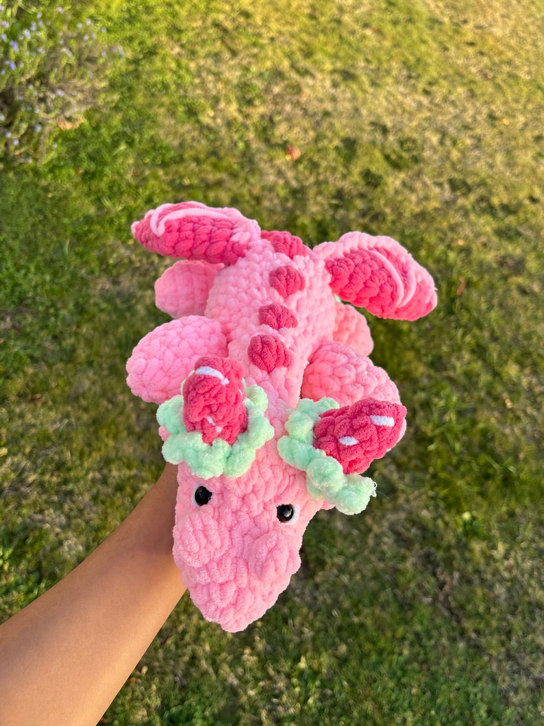 Crochet Strawberry Dragon Plushie, Strawberry Dragon, Dragon Plush ...