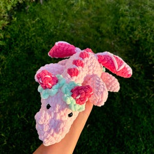 Crochet Strawberry Dragon Plushie, Strawberry Dragon, Dragon Plush ...