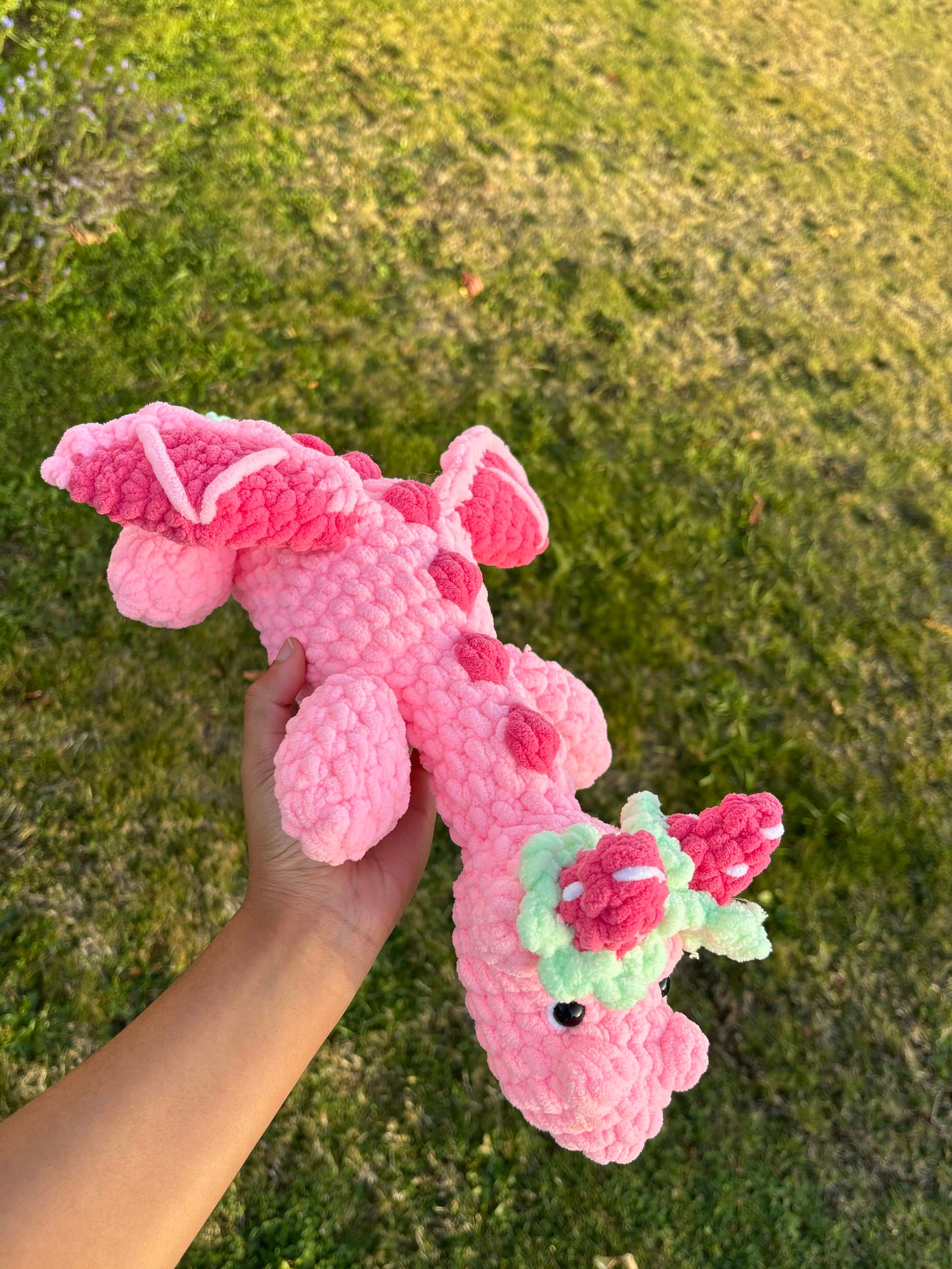 Crochet Strawberry Dragon Plushie, Strawberry Dragon, Dragon Plush ...
