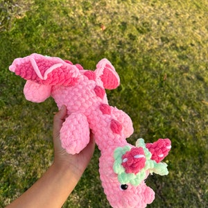 Crochet Strawberry Dragon Plushie, Strawberry Dragon, Dragon Plush ...