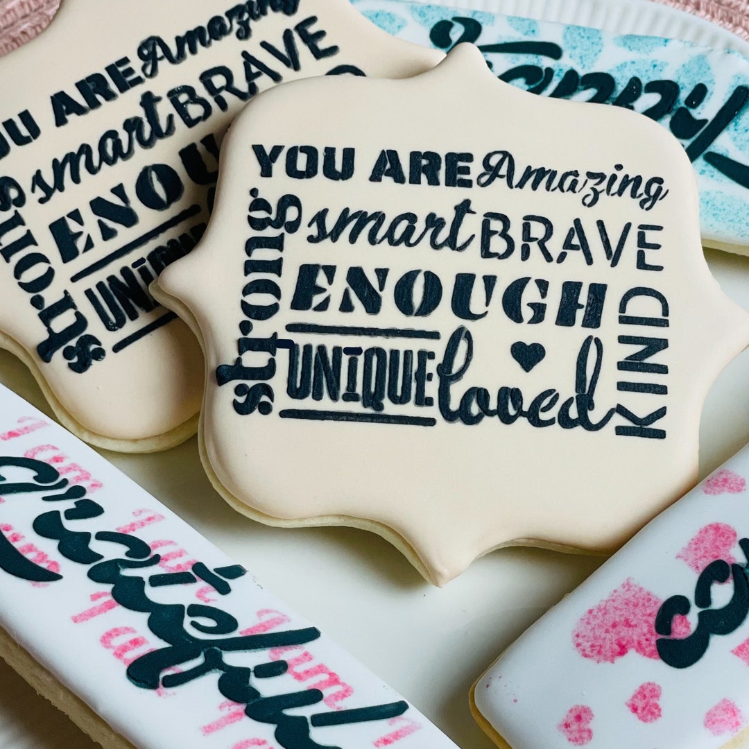Affirmations Cookie Stencil | Text Cookie Stencil | Manifesting ...